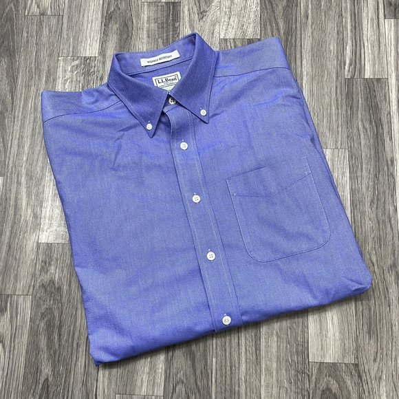 L.L. Bean | Shirts | Ll Bean Button Down Collared Blue Casual Dress ...